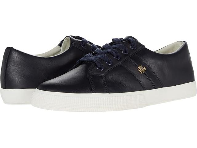 (取寄) ローレン ラルフローレン レディース ジャンソン リ アクション レザー スニーカー Lauren Ralph Lauren women Lauren Ralph Lauren Janson II Action Leather Sneaker Lauren Navy