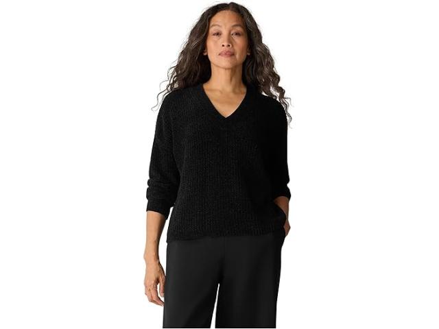(取寄) アイリーン フィッシャー レディース シュニール ブレンド V ネック セーター Eileen Fisher women Chenille Blend V Neck Sweater Black