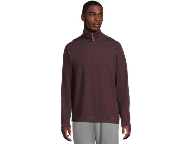 (取寄) ジョンストン&マーフィー メンズ リバーシブル ソリッド クォーター-ジップ Johnston & Murphy men Reversible Solid Quarter-zip Burgundy/Blue