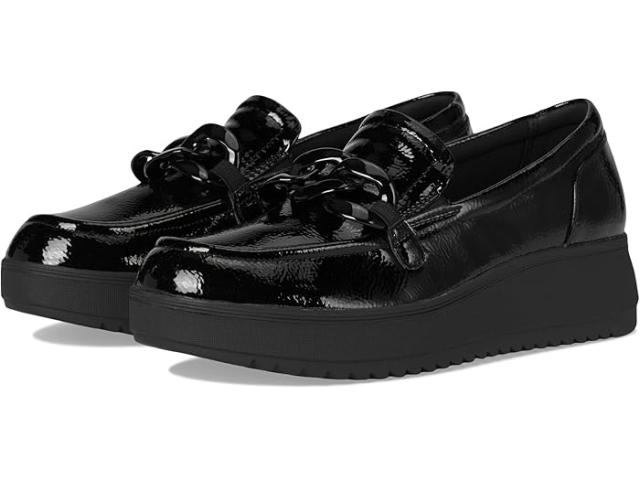 (取寄) クラークス レディース メイ Clarks women Clarks Zylah May Black Crinkle Patent Synthetic
