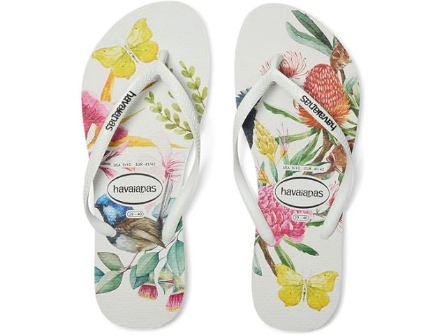 (取寄) ハワイアナス レディース スリム フローラ サンダル Havaianas women Slim Flora Sandals White
