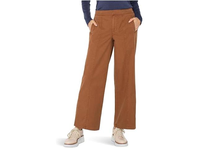 (取寄) リバプールロサンゼルス レディース ミッドライズ ワイド レッグ トラウザーズ ウィズ エラスティック バック ウエストバンド Liverpool Los Angeles women Mid-rise Wide Leg Trousers With Elastic Back Waistband Mocha Brown