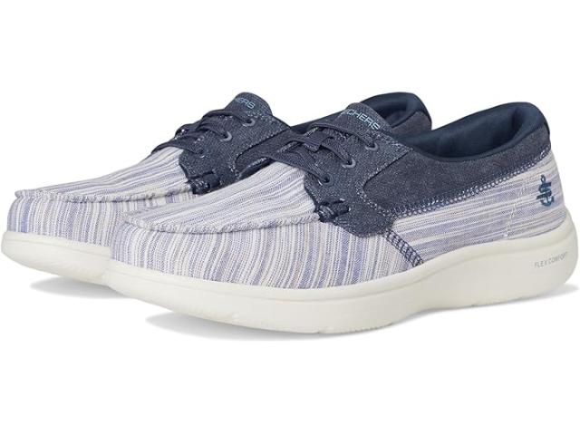 (取寄) スケッチャーズ パフォーマンス レディース オン-ザ-ゴー フレックス レディエント ストライプド メタリック キャンバス ボート シューズ SKECHERS Performance women On-The-Go Flex Radiant Striped llic Canvas Boat Shoe Navy