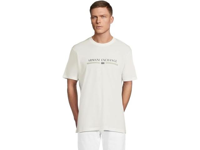 (取寄) アルマーニエクスチェンジ メンズ 1991 チェスト ロゴ T-シャツ Armani Exchange men 1991 Chest Logo T-shirt Off White
