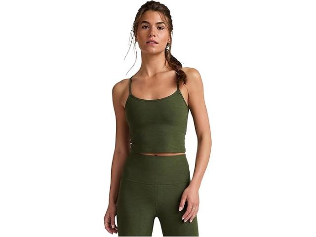 (取寄) ビヨンドヨガ レディース スペースダイ スリム レイサーバック クロップド タンク Beyond Yoga women Spacedye Slim Racerback Cropped Tank Army Green Heather
