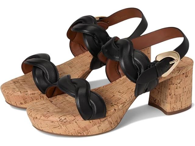 (取寄) エアロソールズ レディース カメラ Aerosoles women Camea Black Leather Withraffia Heel