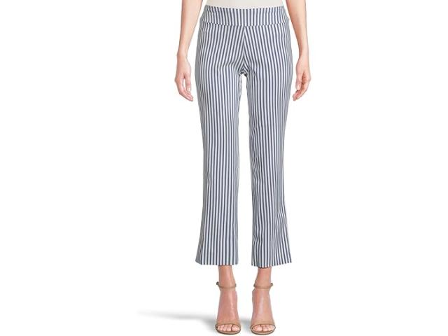 (取寄) クレイジー ラリー レディース ストレッチ リネン ワイド アンクル Krazy Larry women Stretch Linen Wide Ankle Indigo Stripe