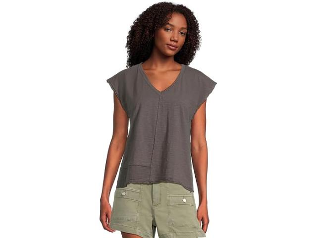 (取寄) モッドオードック レディース キャップ ドルマン スリーブ ミックス メディア トップ Mod-o-doc women Cap Dolman Sleeve Mix Media Top Washed Ebony