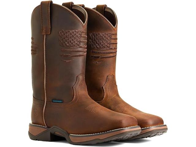 (取寄) アリアット レディース アンセム パトリオット ウォータープルーフ コンポジット トゥ ワーク ブーツ Ariat women Anthem Patriot Waterproof Composite Toe Work Boot Distressed Brown