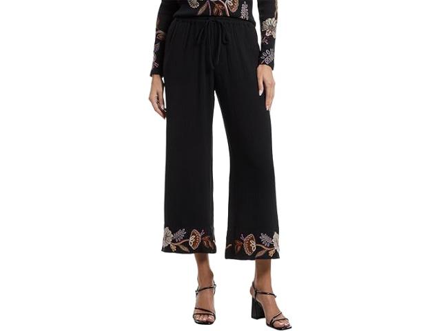 (取寄) ジョニー ワズ レディース ミックスド メディア ワイド レッグ Johnny Was women Mixed Media Wide Leg Pants- Gineva Black/Black