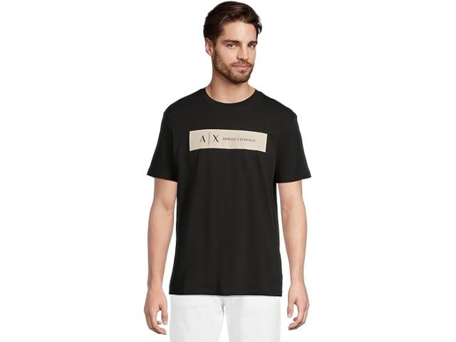 (取寄) アルマーニエクスチェンジ メンズ ボックス チェスト ロゴ T-シャツ Armani Exchange men Box Chest Logo T-shirt Black