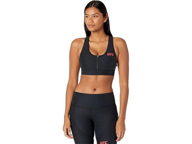 (取寄) ユーエフシー レディース コア ジップ フロント スポーツ ブラ UFC women Core Zip Front Sports Bra Black