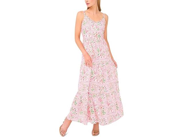 (取寄) シーシー レディース フローラル スパゲッティ ストラップ ティアード ミディ ドレス CeCe women Floral Spaghetti Strap Tiered Midi Dress New Ivory