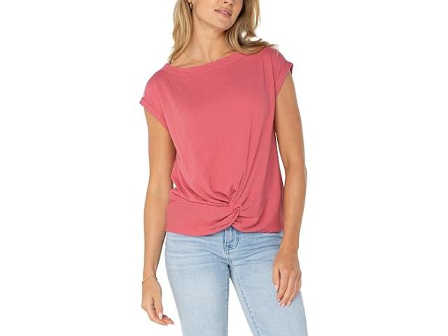 (取寄) リバプールロサンゼルス レディース ショート スリーブ ボート ネック ノット フロント ニット トップ Liverpool Los Angeles women Short Sleeve Boat Neck Knot Front Knit Top Slate Rose