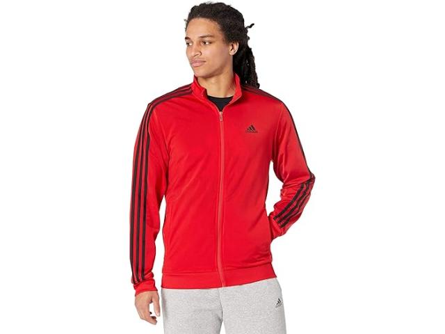 (取寄) アディダス メンズ エッセンシャル 3ストライプ トリコット トラック ジャケット adidas men Essentials 3-Stripes Tricot Track Jacket Scarlet/Black