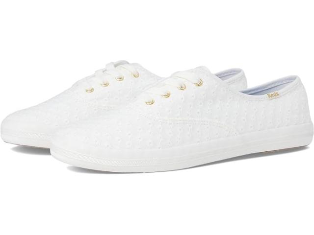 (取寄) ケッズ レディース チャンピオン キャンバス レース アップ Keds women Champion Canvas Lace Up  White Mini Daisy Eyelet