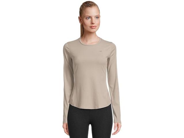 (取寄) ニューバランス レディース ロング スリーブ New Balance women Micro-Rib Long Sleeve Arid Stone