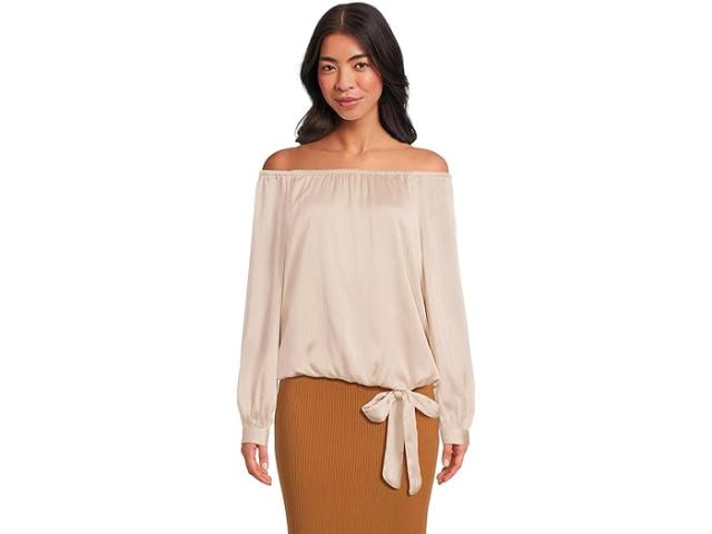 (取寄) ヴィンスカムート レディース オフ ショルダー ロング スリーブ ブラウザ w タイ Vince Camuto women Off Shoulder Long Sleeve Blouse W Tie French Oak