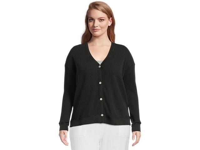 (取寄) モッドオードック レディース ロング スリーブ ボタン フロント ワッフル カーディガン Mod-o-doc women Long Sleeve Button Front Waffle Cardigan Black