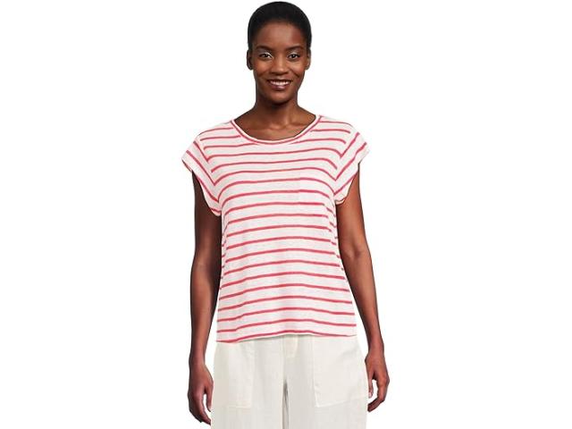 (取寄) サンクチュアリ レディース リラックスド-フィット キャップ スリーブ ティー Sanctuary women Relaxed Cap Sleeve Tee Cayenne/White Stripe