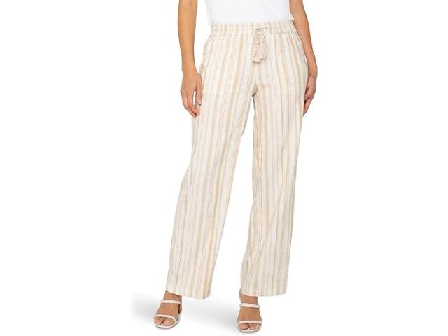 (取寄) リバプールロサンゼルス レディース プル-オン ドローストリング ウェスト バンド ワイド レッグ Liverpool Los Angeles women Pull-On Drawstring Waist Band Wide Leg Hazelnut Cream Stripe