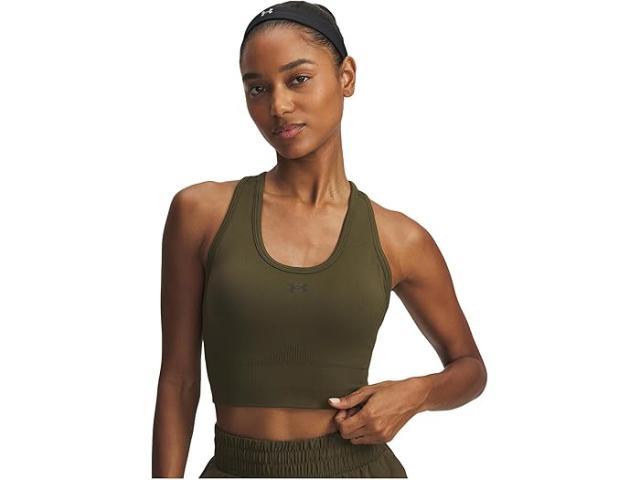 (取寄) アンダーアーマー レディース バニッシュ シームレス ミッド インパクト スポーツ ブラ Under Armour women Vanish Seamless Mid Impact Sports Bra Expedition Green/Black