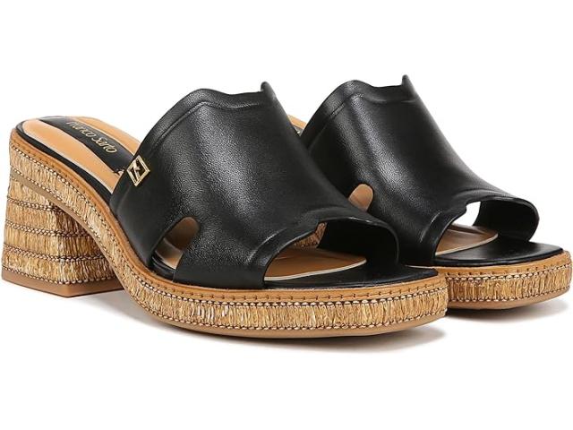 (取寄) フランコ サルト レディース フローレンス ファッション スライド ヒールド サンダル Franco Sarto women Franco Sarto Florence Fashion Slide Heeled Sandals Black Leather