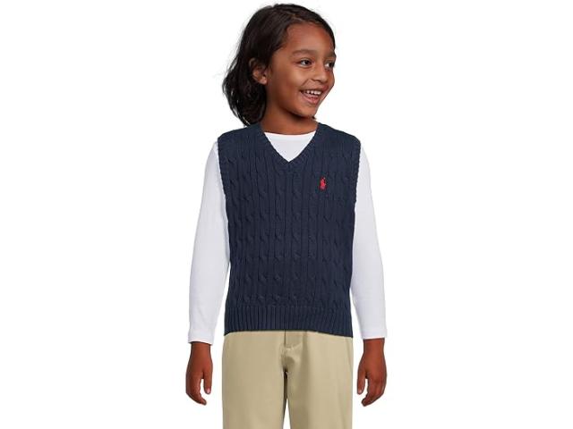 (取寄) ラルフローレン キッズ ボーイズ ケーブルニット コットン セーター ベスト (トドラー/リトル キッド) Polo Ralph Lauren Kids boys Cable-Knit Cotton Sweater Vest (Toddler/Little Kid) RL Navy