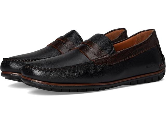 (取寄) ジョンストン&マーフィー メンズ コート 2.0 ペニー Johnston & Murphy men Cort 2.0 Penny Black Full Grain/Dark Brown Croc Embossed Full Grain