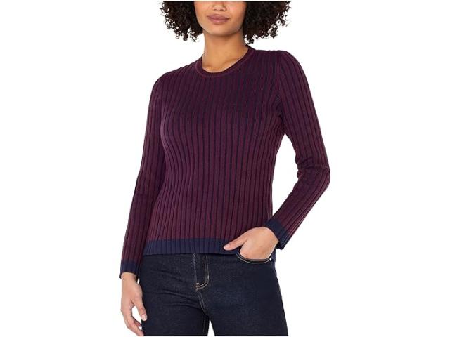 (取寄) リバプールロサンゼルス レディース ロング スリーブ クルー ネック リブド セーター Liverpool Los Angeles women Long Sleeve Crew Neck Ribbed Sweater Cabernet Red/Navy