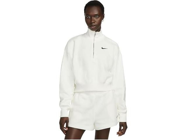 (取寄) ナイキ レディース スポーツウェア フェニックス フリース 1/4-ジップ クロップド スウェットシャツ Nike women Sportswear Phoenix Fleece 1/4-zip Cropped Sweatshirt Sail/Black