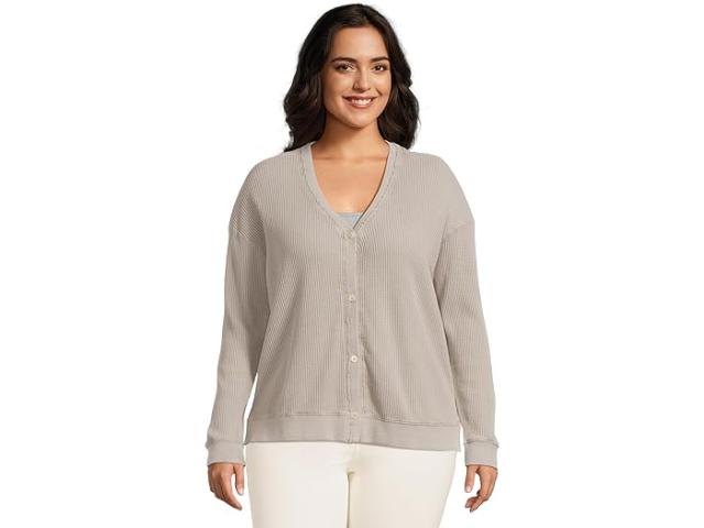 (取寄) モッドオードック レディース ロング スリーブ ボタン フロント ワッフル カーディガン Mod-o-doc women Long Sleeve Button Front Waffle Cardigan Moonshine