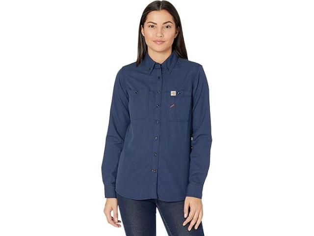 (取寄) カーハート レディース フレームレジスタント フォース リラックスド-フィット フィット ロング スリーブ シャツ Carhartt women Flame-Resistant Force Relaxed Fit Long Sleeve Shirt Navy