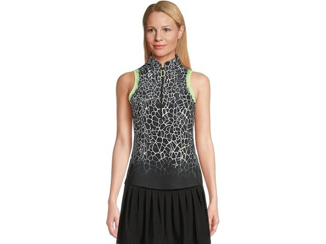 (取寄) ジェイミー サドック レディース ゲータ プリント スリーブレス ポロ Jamie Sadock women Gator Print Sleeveless Polo Black