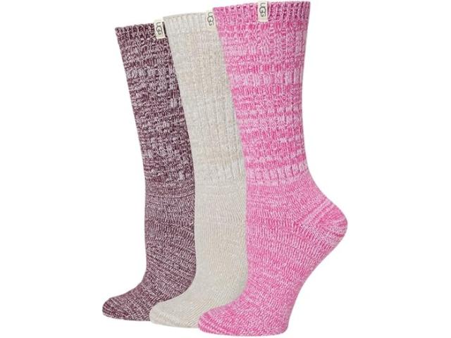 (取寄) アグ レディース リブ ニット スロウチ クルー 3 パック UGG women Rib Knit Slouchy Crew 3 Pack Chroma Pink/Putty/Wild Grape