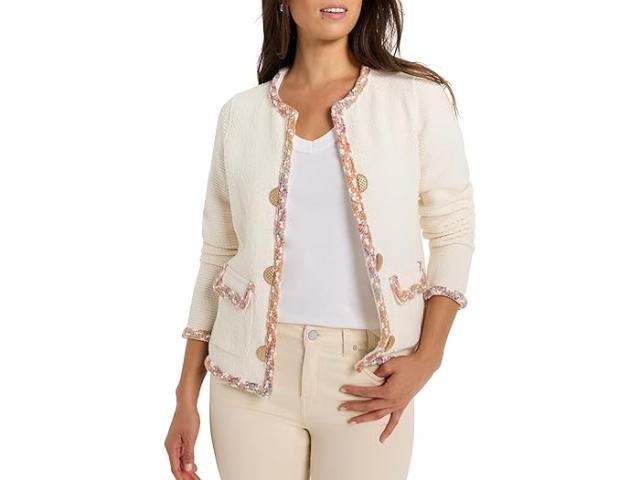 (取寄) ニックゾー レディース ミックス トリム ニット ジャケット NIC+ZOE women Mix Trim Knit Jacket Cream Multi