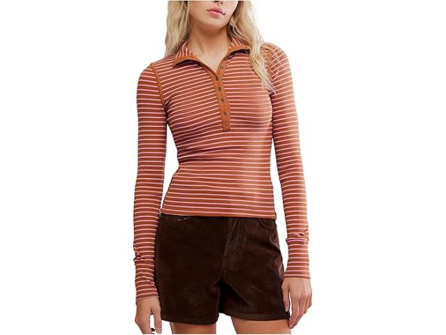 (取寄) フリーピープル レディース レイク ヘンリー ストライプ Free People women Lake Henley Stripe Cinnamon Combo