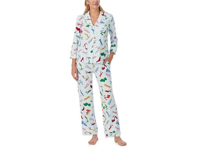 (取寄) ケイトスペード レディース 3/4 スリーブ ブラッシュ ジャージ ロング Pj セット Kate Spade New York women 3/4 Sleeve Brushed Jersey Long PJ Set Favorite Shoes