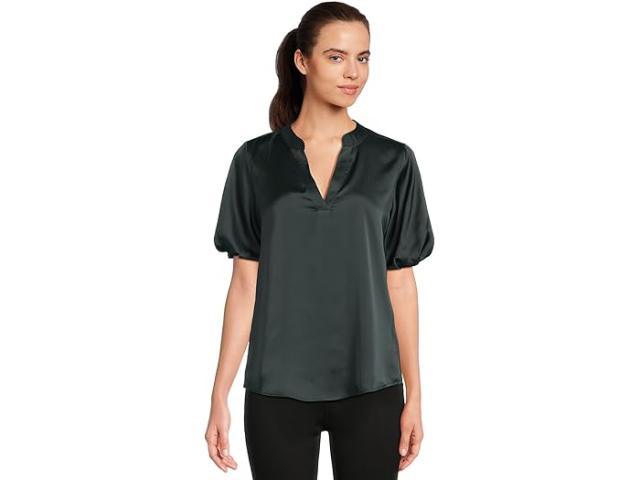 (取寄) ヴィンスカムート レディース V-フロント パフ スリーブ ブラウザ Vince Camuto women V-Front Puff Sleeve Blouse Forest Night