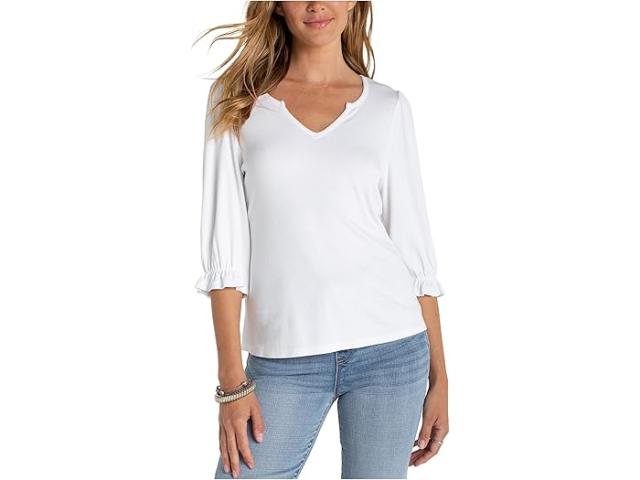 (取寄) リバプールロサンゼルス レディース エルボー スリーブ ノッチ ニット ティー Liverpool Los Angeles women Elbow Sleeve Notch Knit Tee Cream