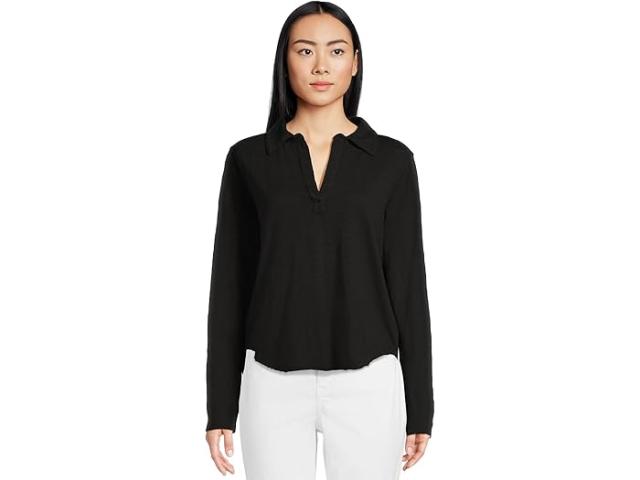 (取寄) モッドオードック レディース ロング スリーブ イージー ポロ ティー Mod-o-doc women Long Sleeve Easy Polo Tee Black 1