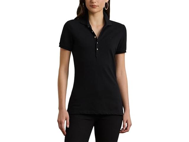 (取寄) ローレン ラルフローレン レディース ピケ ポロ シャツ Lauren Ralph Lauren women Pique Polo Shirt Polo Black