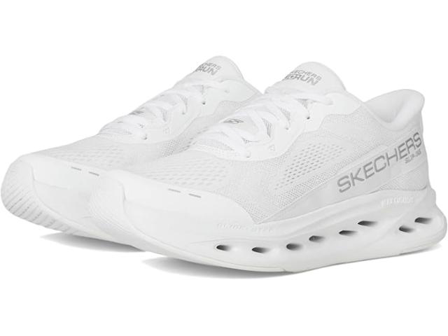 (取寄) スケッチャーズ レディース マックス クッショニニグ グライド ステップ カレドニア ハンズ フリー スリップ-インス SKECHERS women Max Cushioning Glide Step Caledonia Hands Free Slip-Ins White/Silver