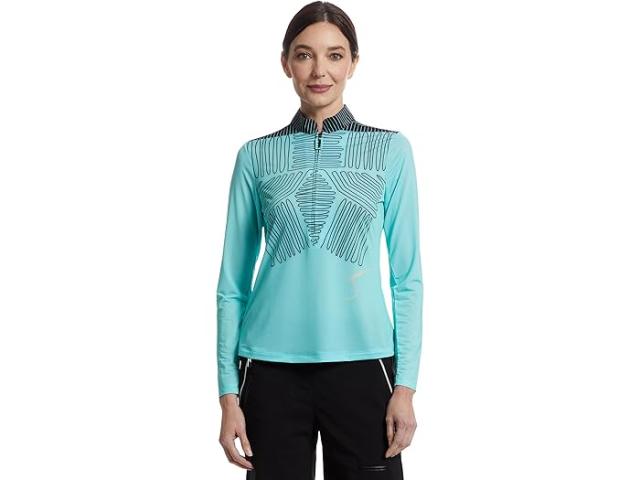 (取寄) ジェイミー サドック レディース サンセンス スレッズ プリント ロング スリーブ 1/4 ジップ サン プロテクション トップ Jamie Sadock women Sunsense Threads Print Long Sleeve 1/4 Zip Sun Protection Top Turquoise