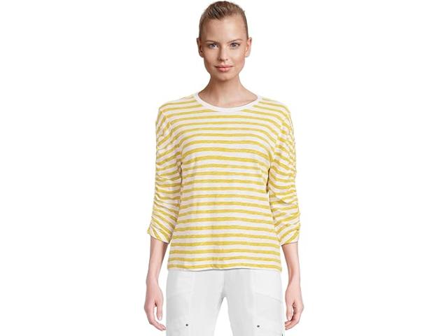 (取寄) エリオット ローレン レディース ストライプ ルーシュド ティー Elliott Lauren women Stripe Ruched Tee Citron