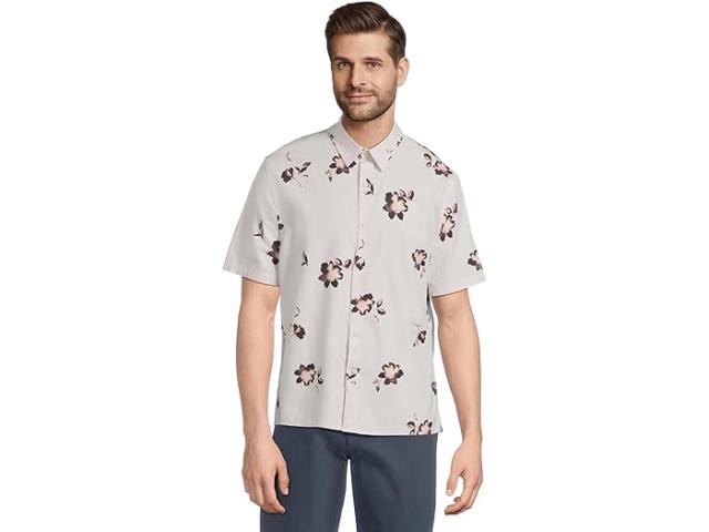 (取寄) ヴィンス メンズ カスケーディング フローラル ショート スリーブ Vince men Cascading Floral Short Sleeve Dove Grey/Pink Haze
