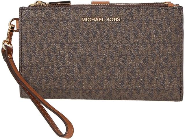 (取寄) マイケルコース レディース ジェット セット ダブル ジップ リスレット MICHAEL Michael Kors women Jet Set Double Zip Wristlet Brown