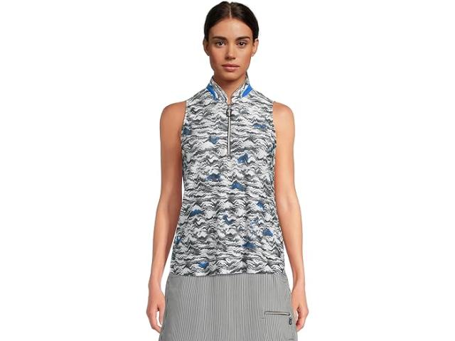 (取寄) ジェイミー サドック レディース ウェーブ プリント クランチ スリーブレス トップ Jamie Sadock women Wave Print Crunch Fabrication Sleeveless Top Black