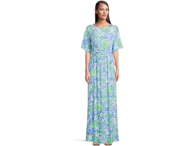 (取寄) リリー ピュリッツァー レディース パリージ ボート ネック マキシ ドレス Lilly Pulitzer women Parigi Boat Neck Maxi Dress Sunwashed Blue Plumes In Bloom