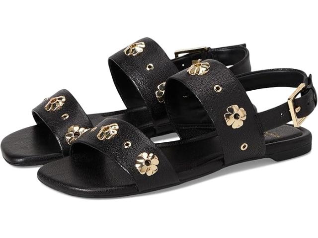 (取寄) ケイトスペード レディース スペード フラワー スタッズ ペブルド レザー フラッツ サンダル Kate Spade New York women Spade Flower Stud Pebbled Leather Flat Sandal Black